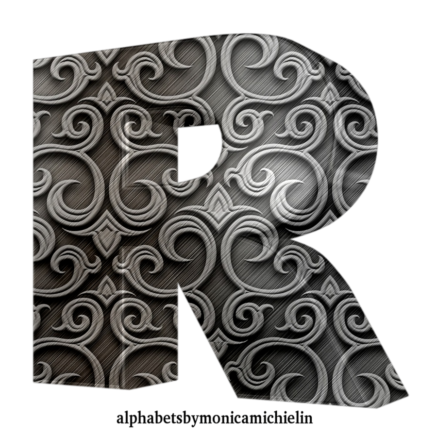M. Michielin Alphabets: GREY METAL TEXTURE ALPHABET PNG