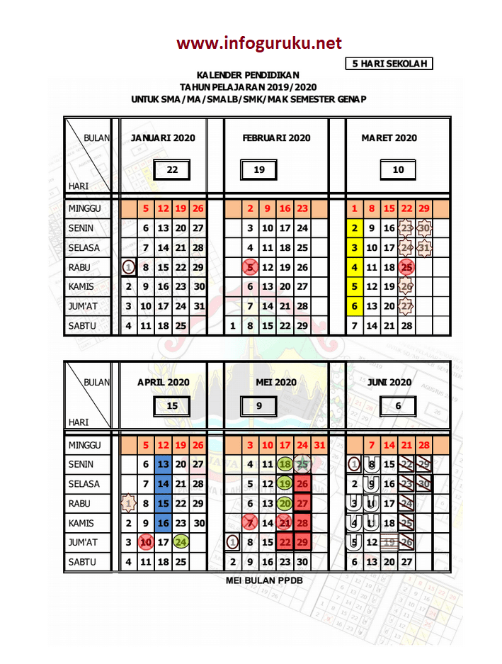 Kalender Pendidikan Tahun Ajaran 2019/2020 - Soal Siap