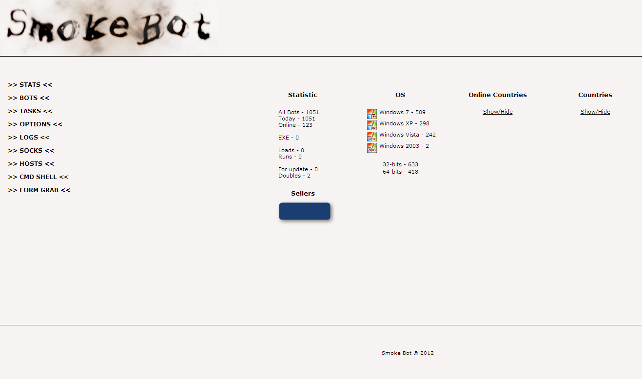 Inside Smoke Bot - Botnet Control Panel