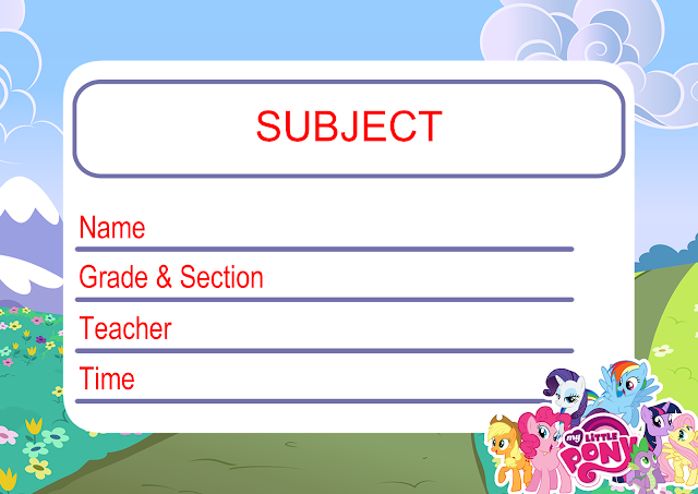 Editable Subject Label My Little Pony Character - Printable PNG Frames ...