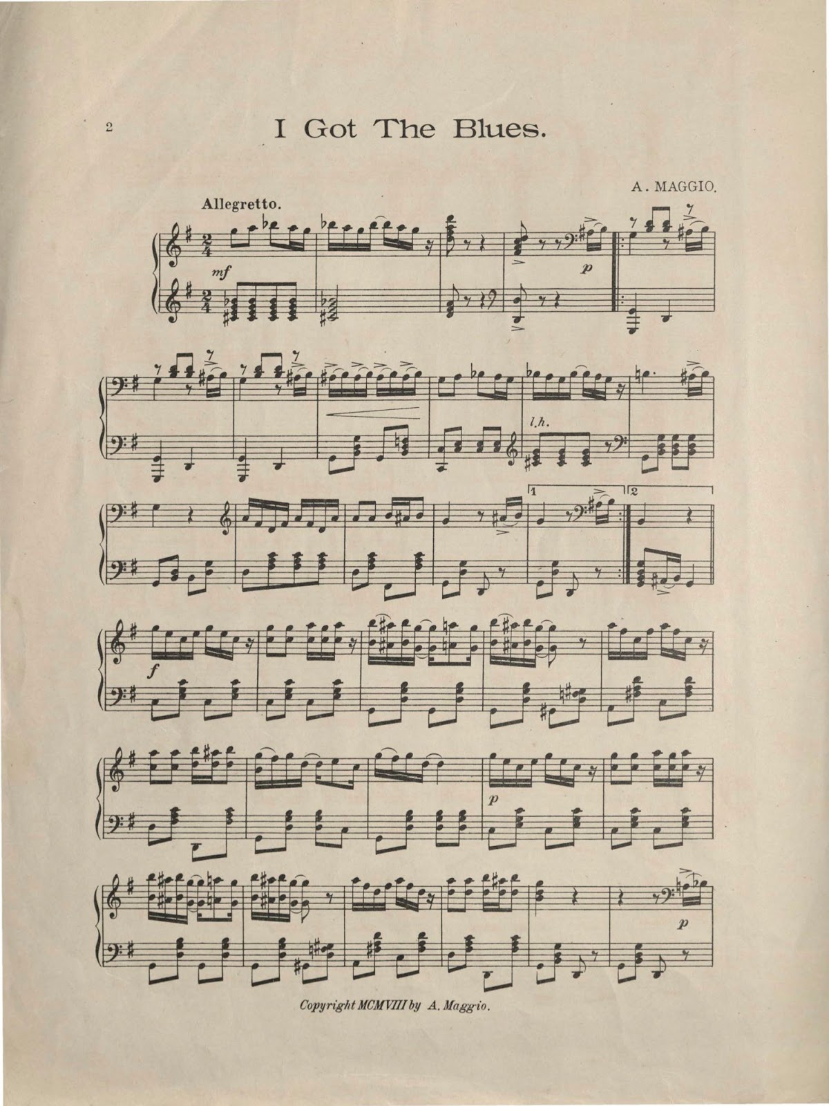 Peter Spitzer Music Blog: "I Got the Blues" (1908), the first published ...