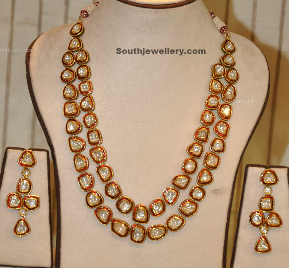Kundan Long Chain and Earrings - Indian Jewellery Designs