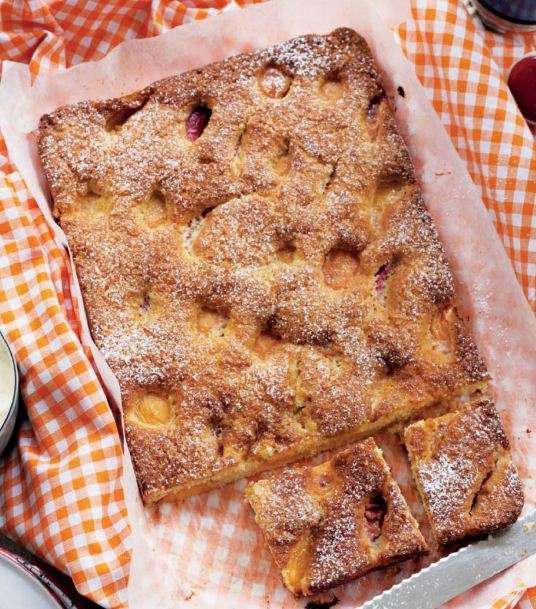 Fresh Apricot and Nectarine Slab Cake recipe - All in one recipes