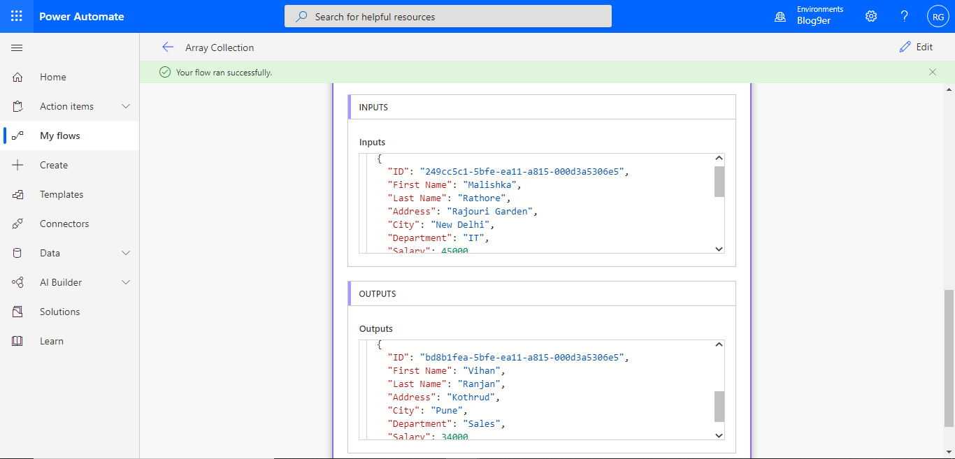 Array functions in Microsoft Flow.