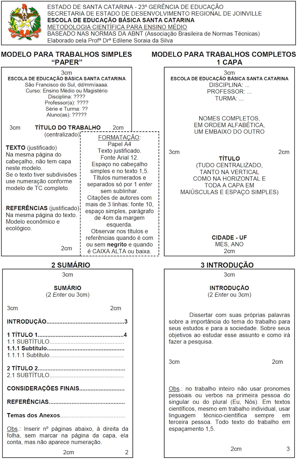 BIOLOGIA COM A PROFESSORA EDILENE: MODELO DE TC (Trabalho Científico)
