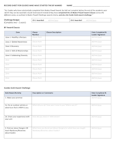 Ramblings of a Guider: New Girlguiding Programme - record sheets for ...