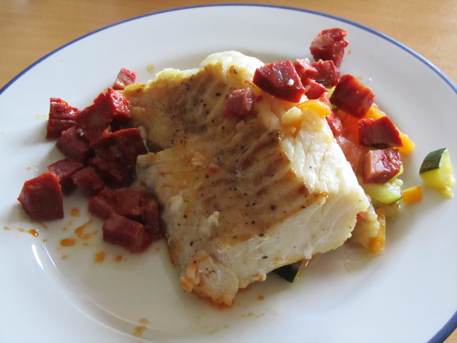 potjesgeluk: Kabeljauw met groentesalsa en chorizo