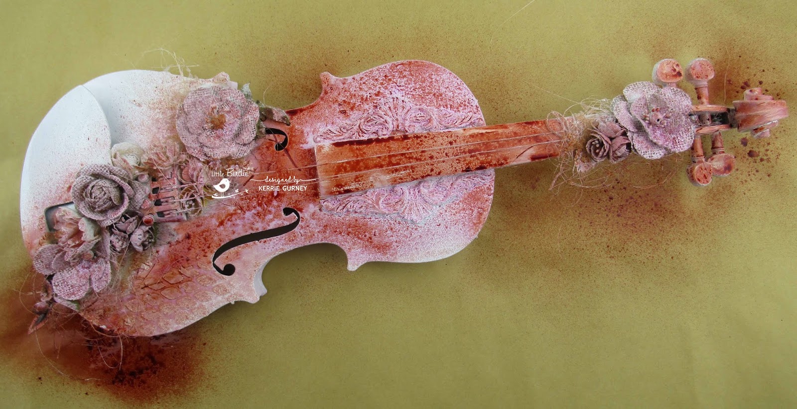 kerrie gurney : Mixed Media Upcycled Violin | Little Birdie Crafts