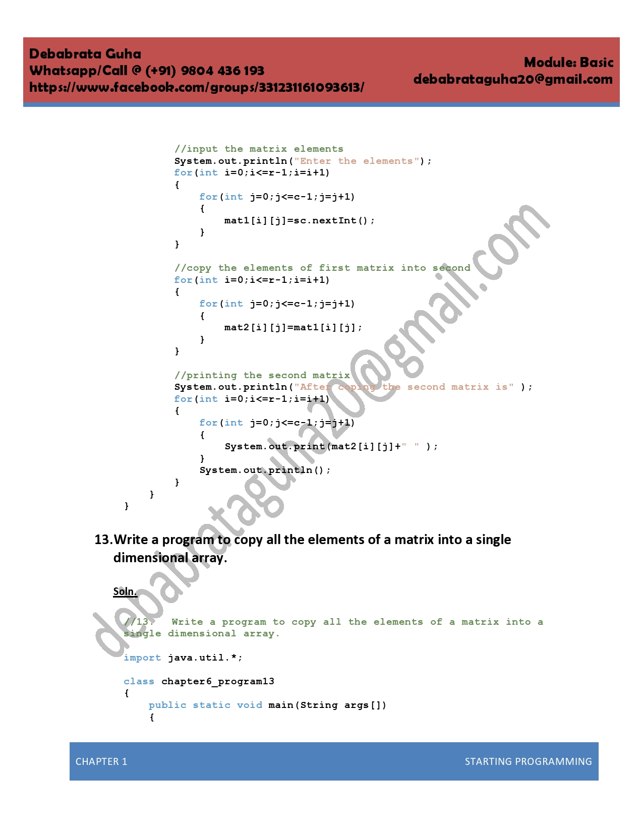 Java Solution Chapter 6 Double Dimension Array
