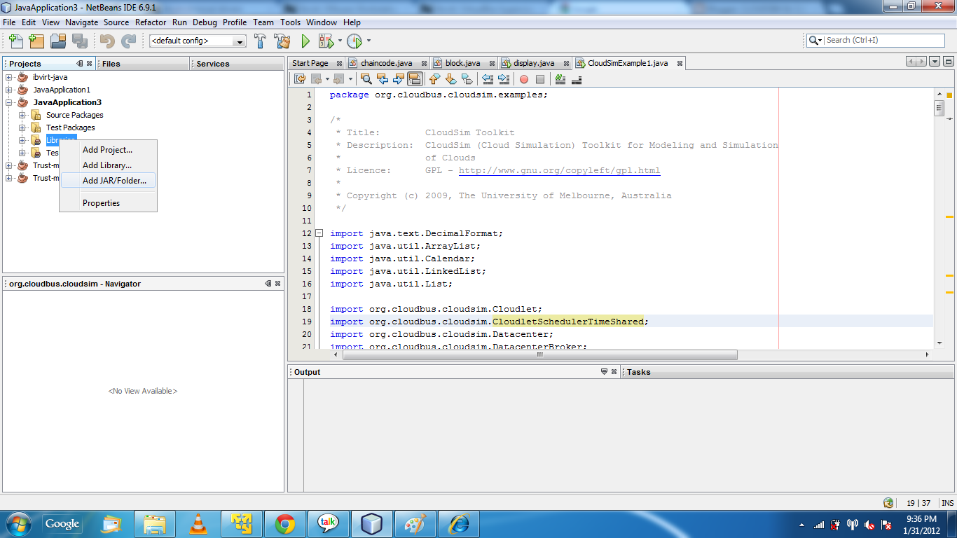 All In One Projects: Cloud Simulation using netbeans and java