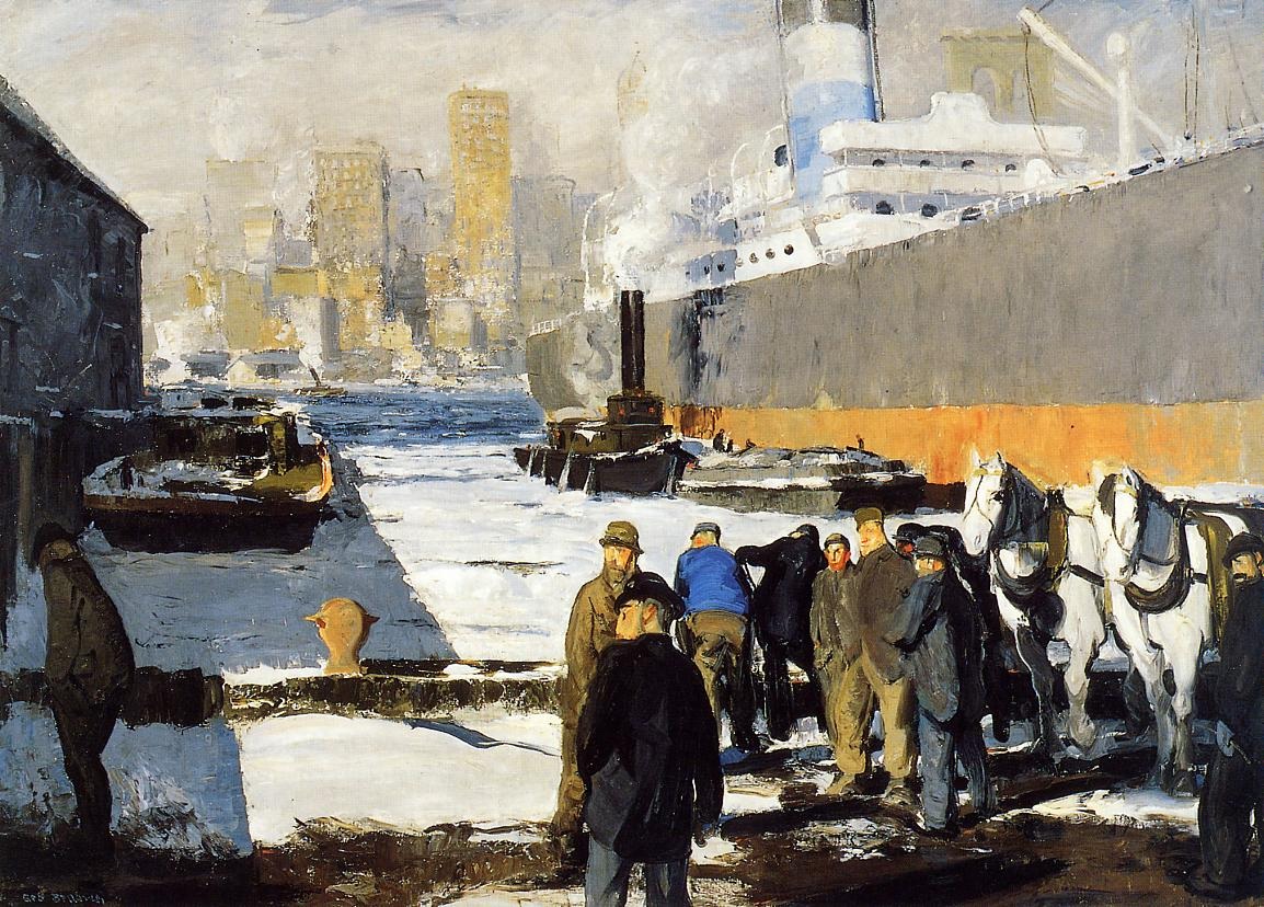 Great Painters Art Galleries: Men of the Docks. Art of George Bellows.