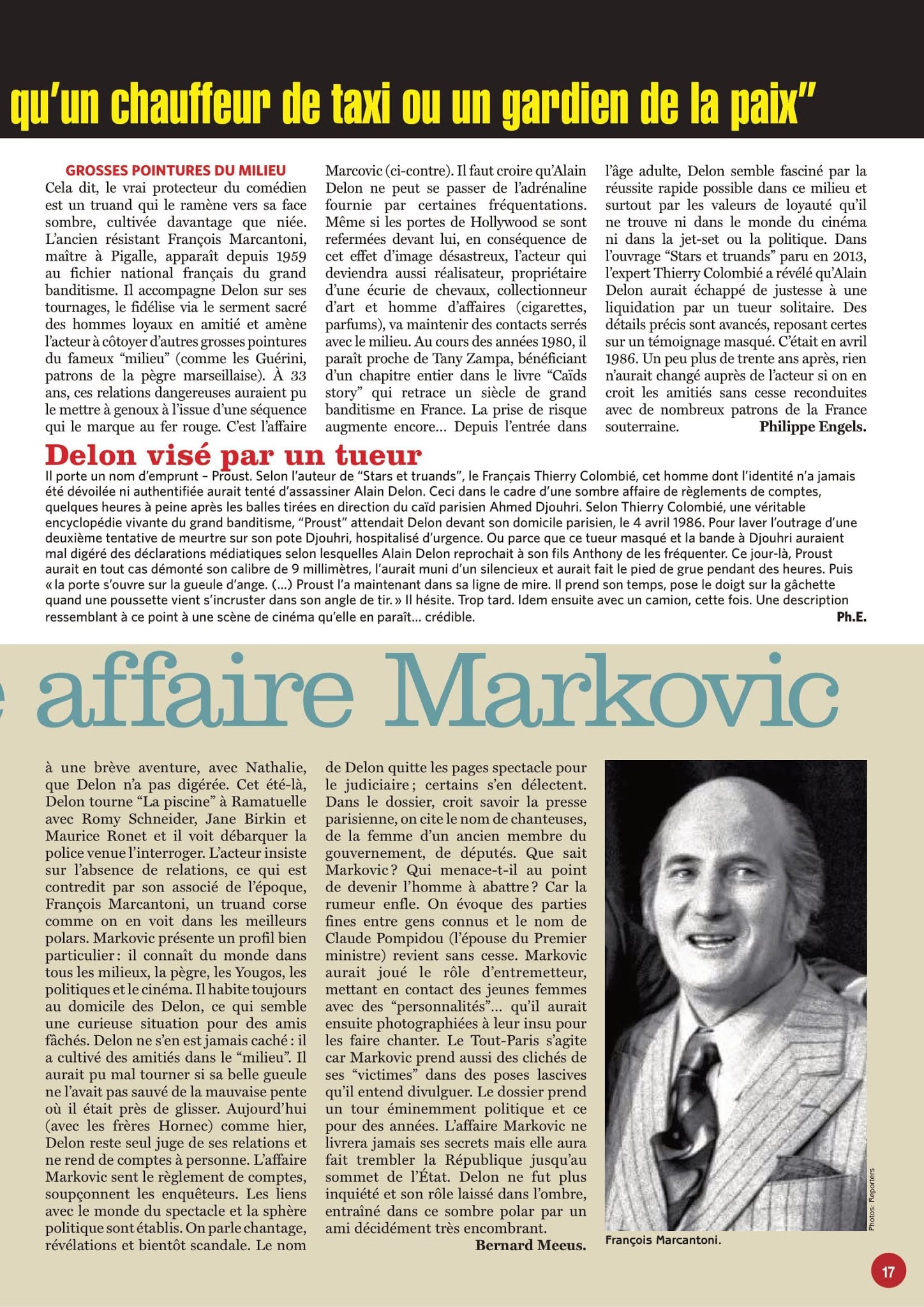 ALAIN DELON: EL CASO MARKOVIC. L'AFFAIRE MARKOVIC TEXTOS