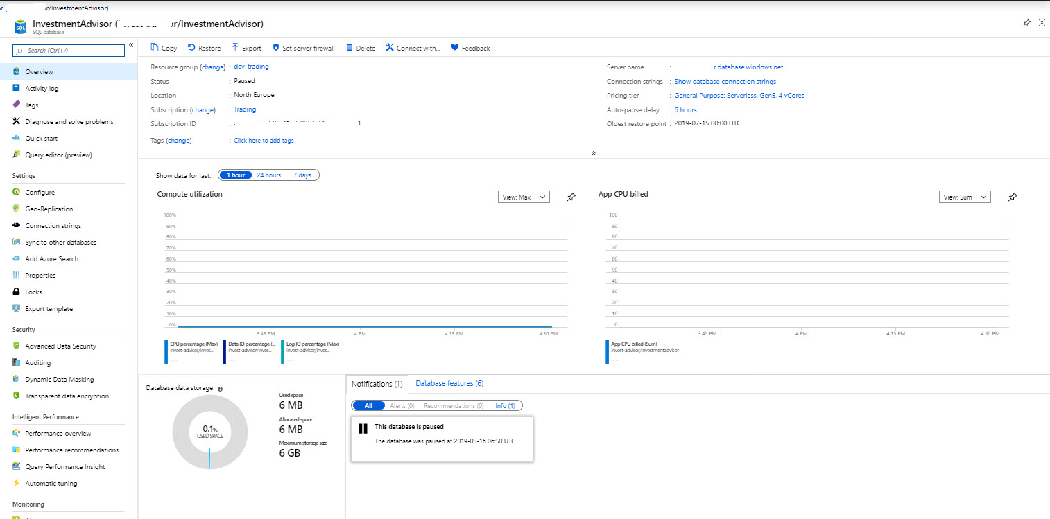 Auto Pause in Azure SQL Database Serverless