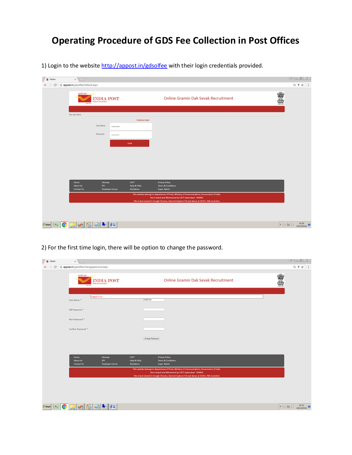 Operating Procedure of GDS Fee Collection in Post Offices - DOP ACCOUNTANT