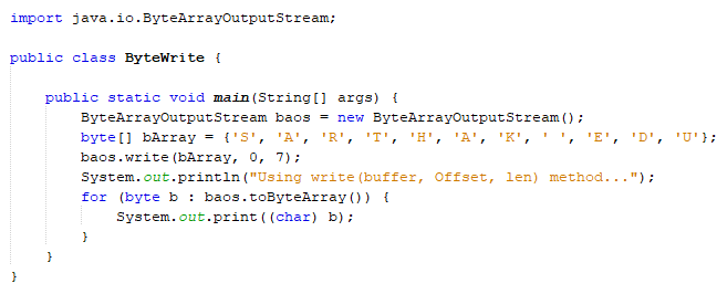 ByteArrayInputStream and ByteArrayOutputStream classes and its methods ...