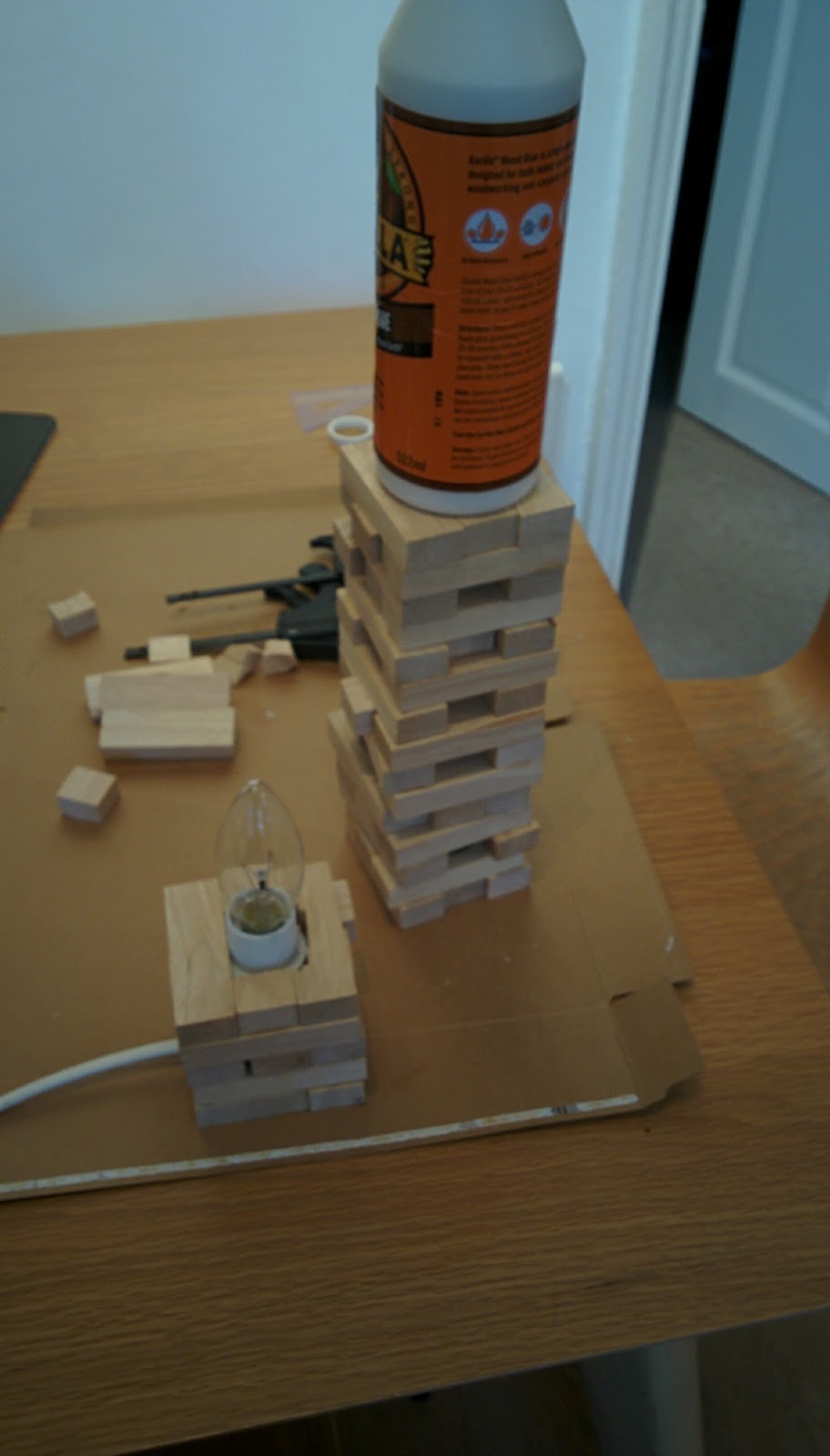 Makestuffathome: Jenga topple game lamp diy