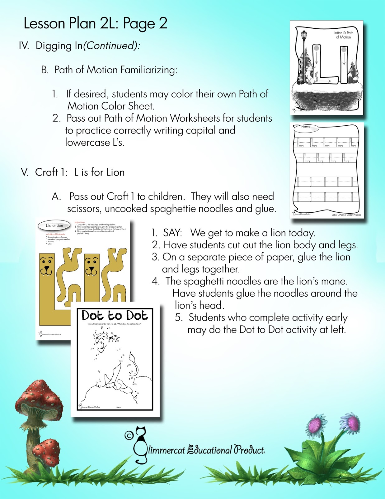 Glimmercat Education: Letter of the Week for L