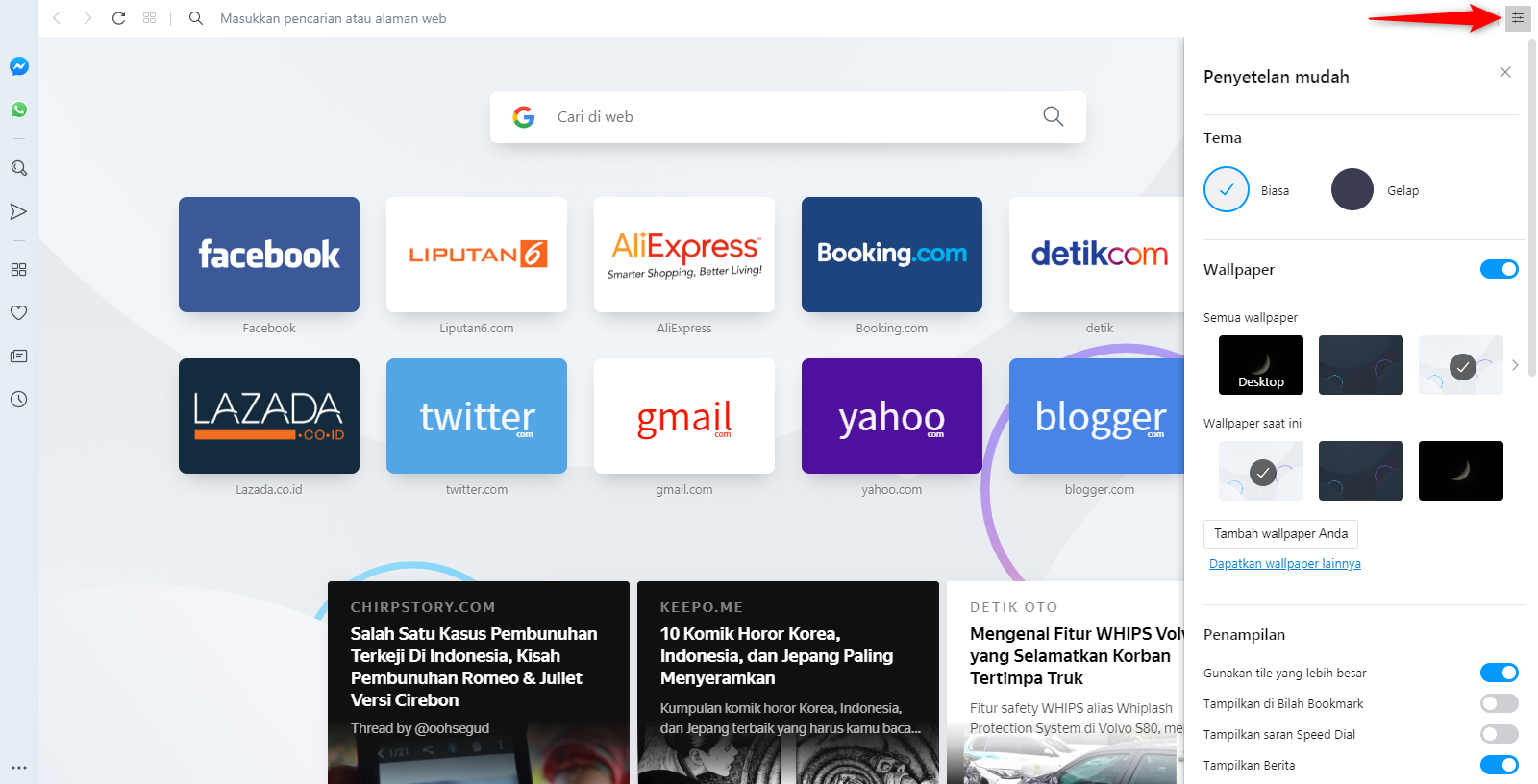 Cara Mengubah Tampilan Opera Browser | Orecipez