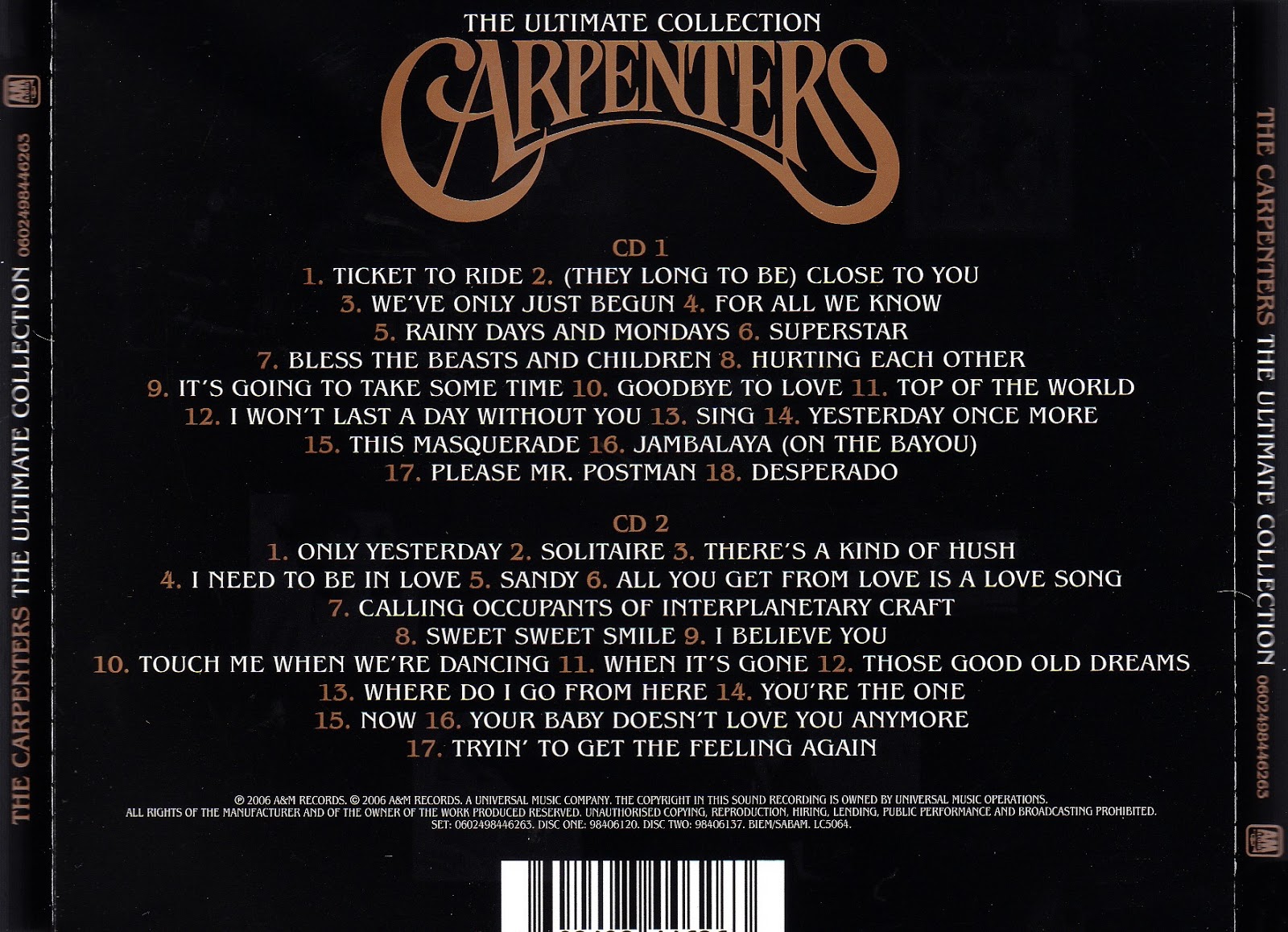 [Pop] The Carpenters - Ultimate Collection (2006) (2CD) [APE]