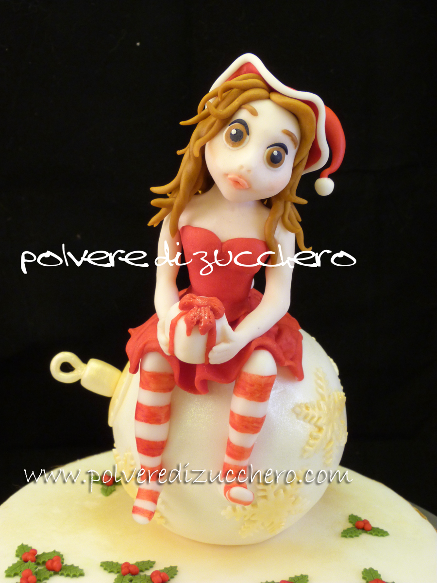 Cake topper Natalizio: una piccola elfa in pasta di zucchero | Polvere ...