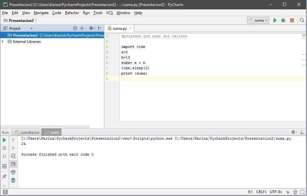 Graficacion: Primeras practicas en Pycharm