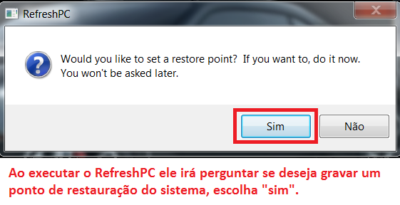 infoFUTIL: RefreshPC - Retorne seu Windows ao Original