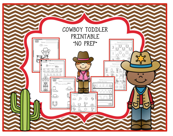 Cowboy Toddler Printable No Prep ~ Preschool Printables