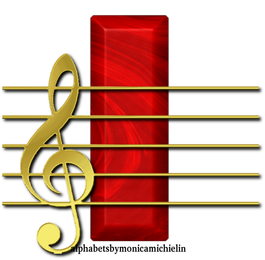 M. Michielin Alphabets: RED AND GOLDEN TREBLE CLEF MUSIC ALPHABET