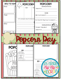 1st Grade Hip Hip Hooray!: Popcorn Day...Paper Pencil or Distance Learning