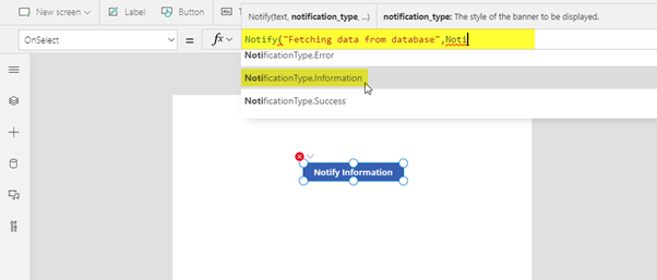 How to show Notification Messages in PowerApps