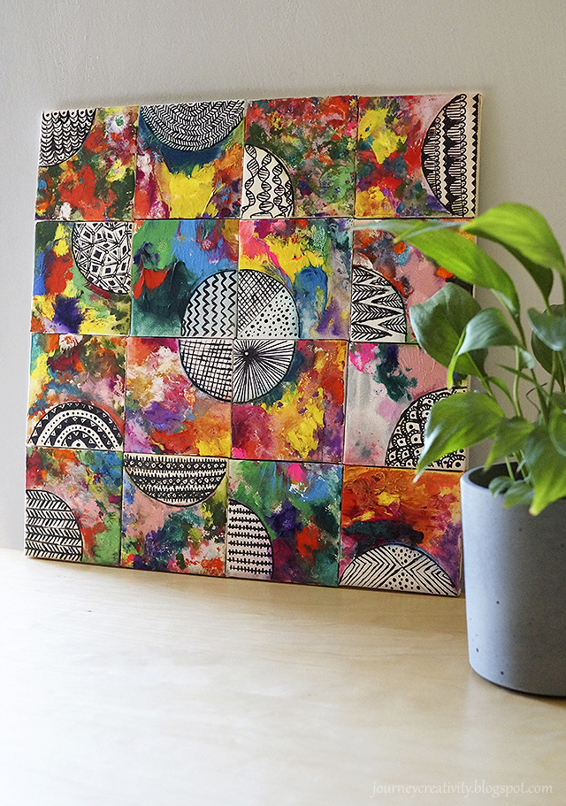 Colorful doodle canvas painting - Journey into Creativity