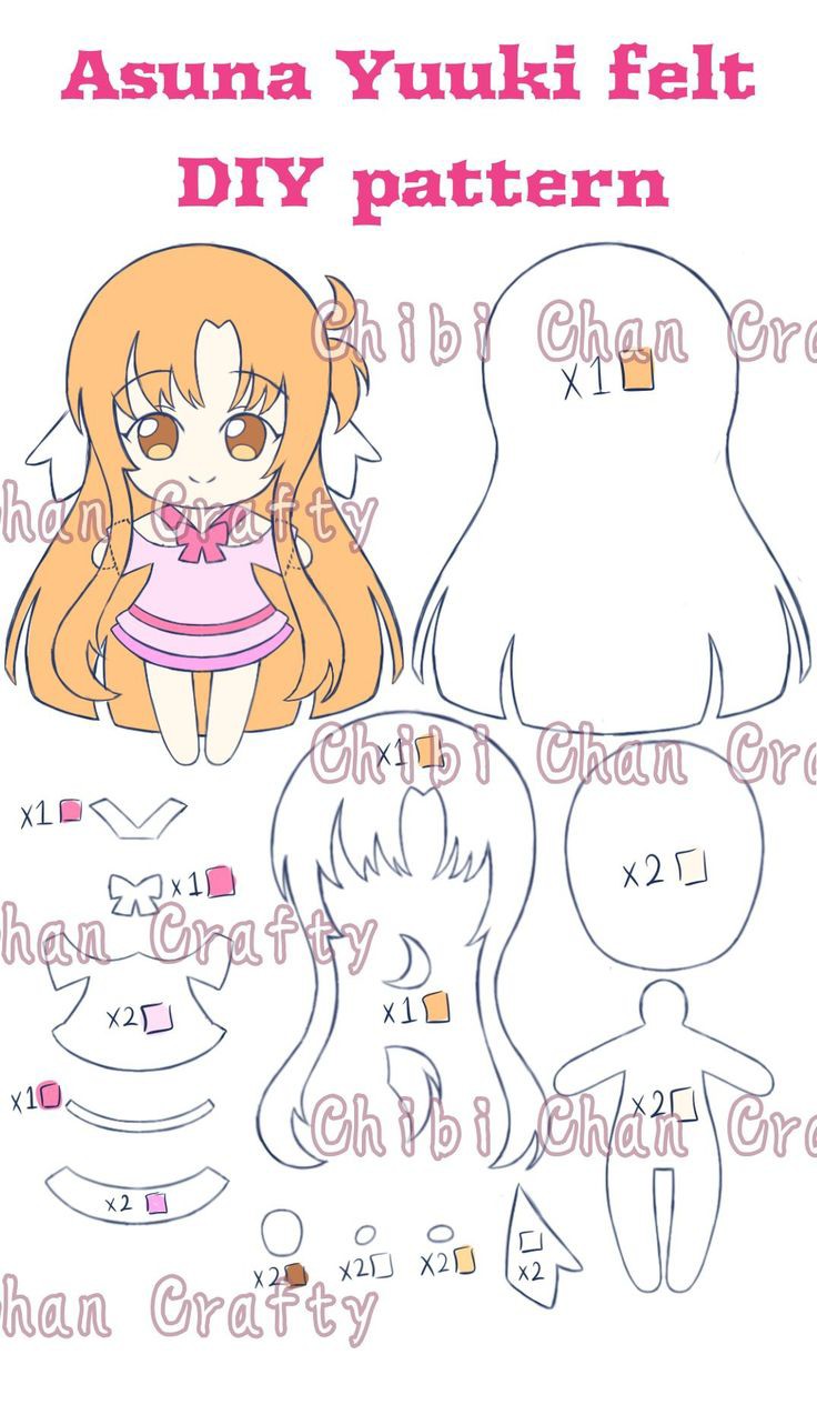 Asuna Yuuki Boneca de feltro: Anime art - Ver e Fazer