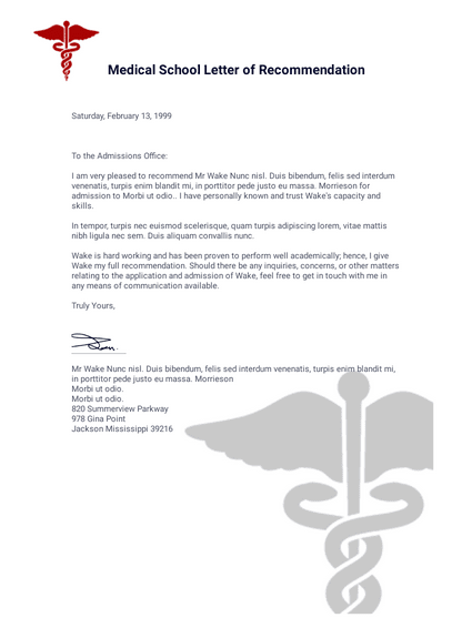 Medical Reference Letter Template ~ Resume Letter