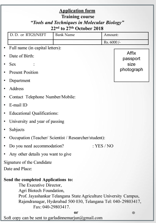 ABF Training Course on Tools and Techniques in Molecular Biology | 22 ...