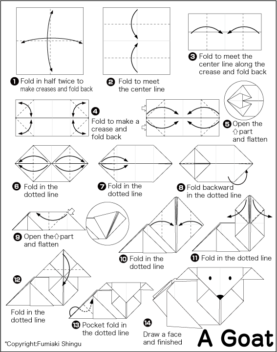 Goat - Easy Origami instructions For Kids