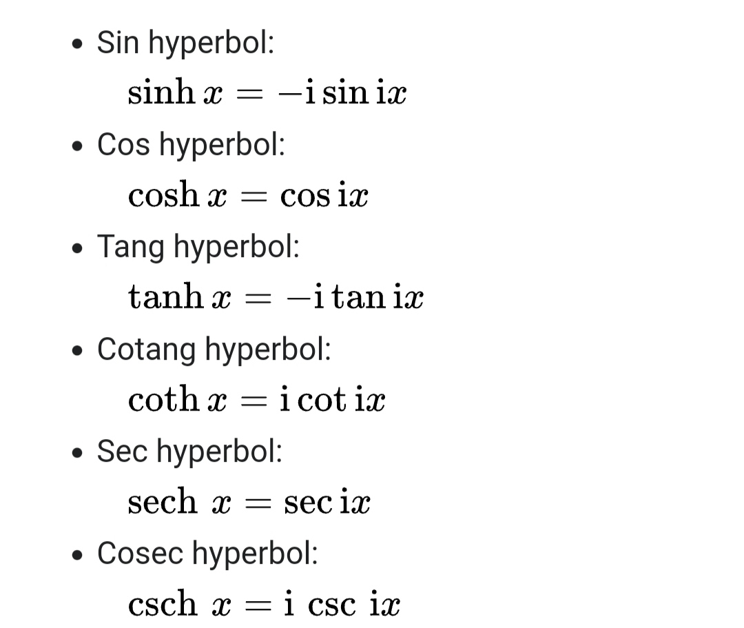 sinh, cosh, tanh, coth, sech, csch là gì? - Toán Học Việt Nam