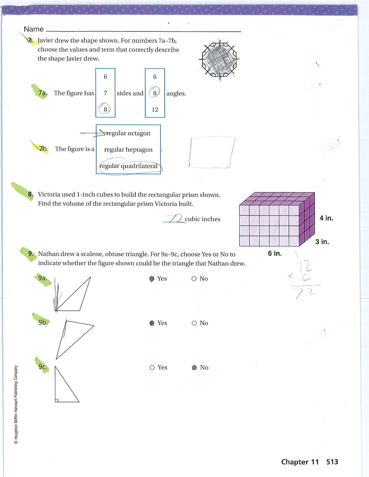 M.I.A.: Go Math!: Chapter 11 Test