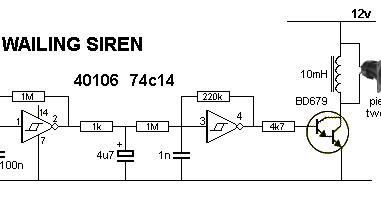 * Eletrônica Campo Elétrico: Circuito esquema sirene com CI 74c14.