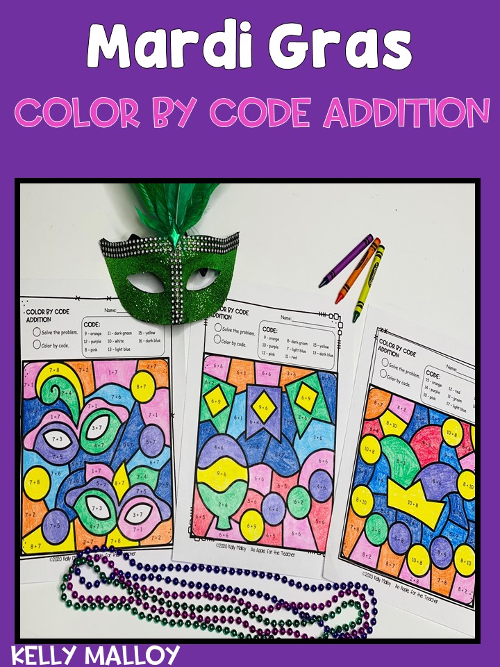 An Apple For The Teacher: Mardi Gras Math Fact Color By Number