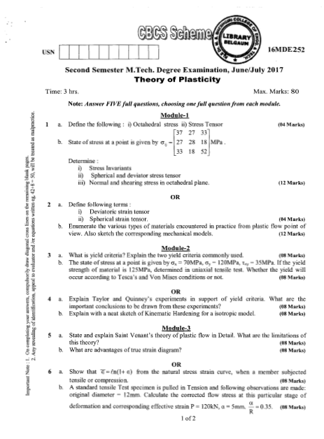 Visvesvaraya Technological University M.Tech. (CBCS) Second Semester ...