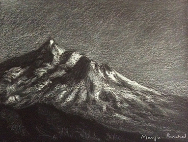 Paintings and Drawings by Manju Panchal: Tonal value study of a Landscape