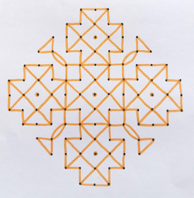 Rekha's Rangolis: Kolam - 16 |13 Dots Kolam | 13 Dots Muggulu | 13 dots ...