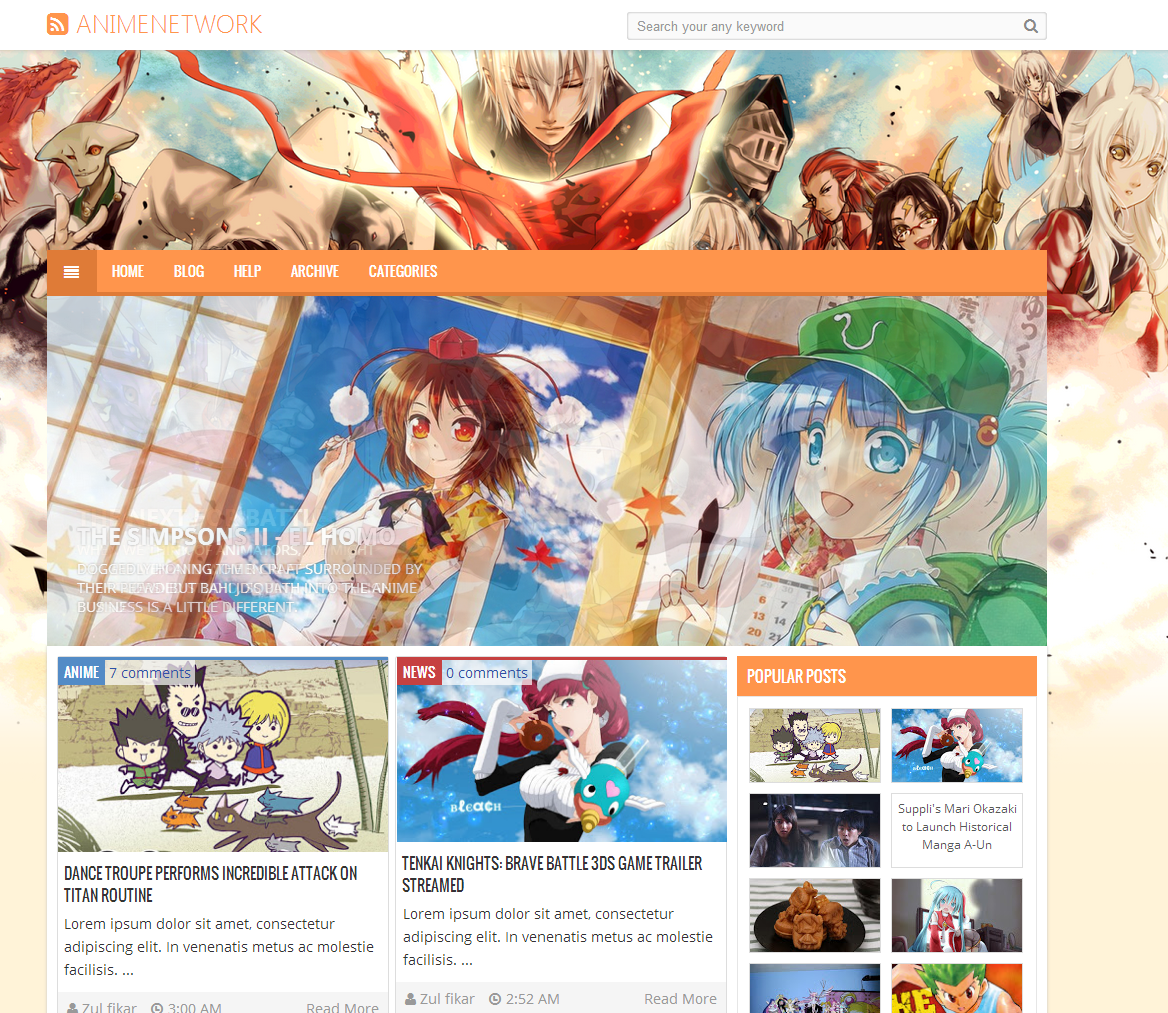 AnimeNetwork Blogger Template - Pencurry Disain