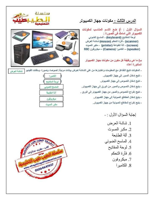 40 سؤال لن يخرج عنهم امتحان تكنولوجيا المعلومات للصف الرابع الابتدائي