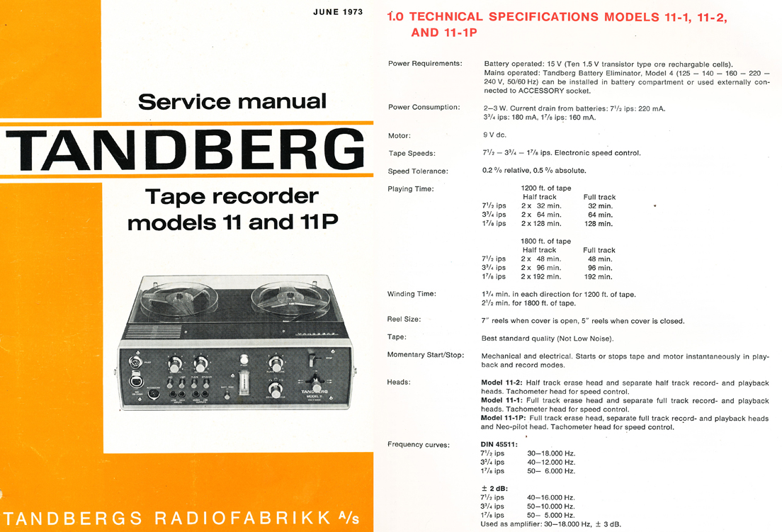 TOM's TECH TOYS: TANDBERG TAPE REC MODEL 11