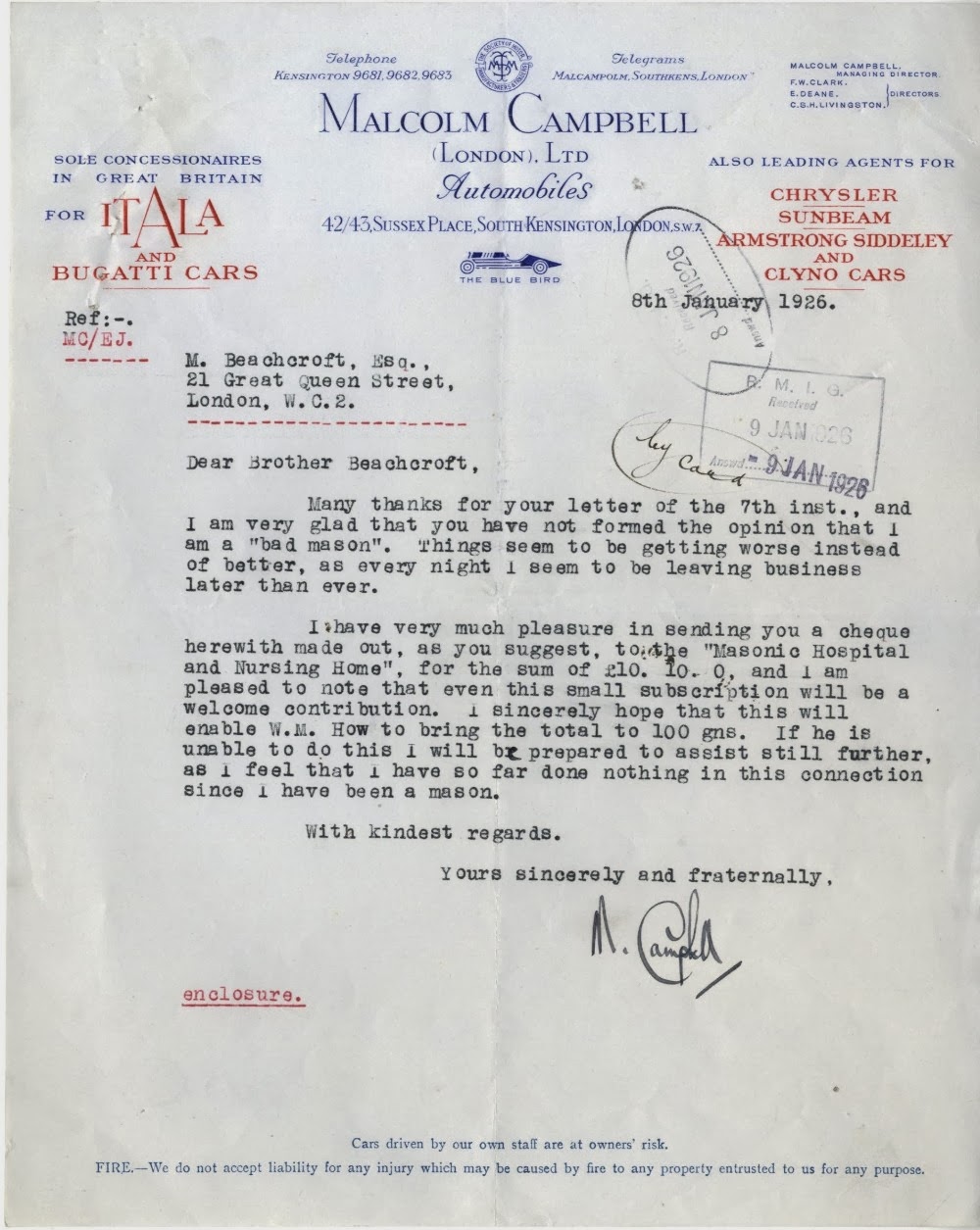 Freemasonry - in the press and under the hammer.: Malcolm Campbell ...