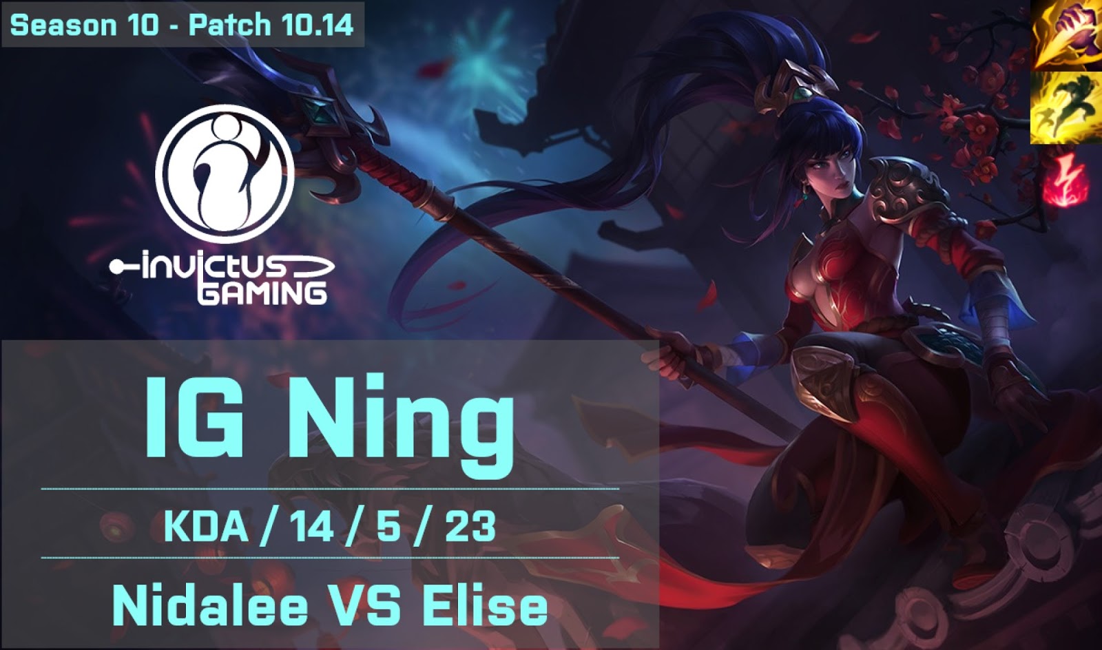 IG Ning Nidalee JG vs Elise - KR 10.14 | How To Jungle