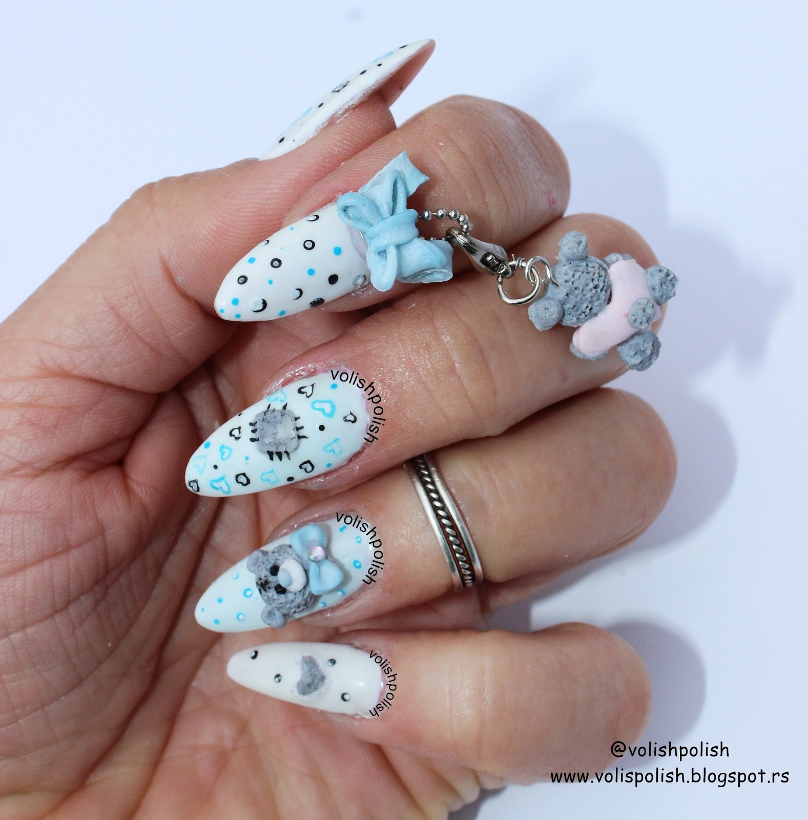 VOLISH POLISH: 3D i 4D nail art: Tatty Teddy Me to You medvedić od akrila