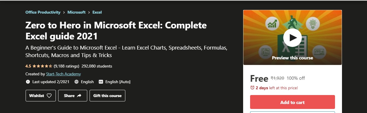 Zero To Hero In Microsoft Excel Complete Excel Guide 2021 Udemy Paid Course For Free