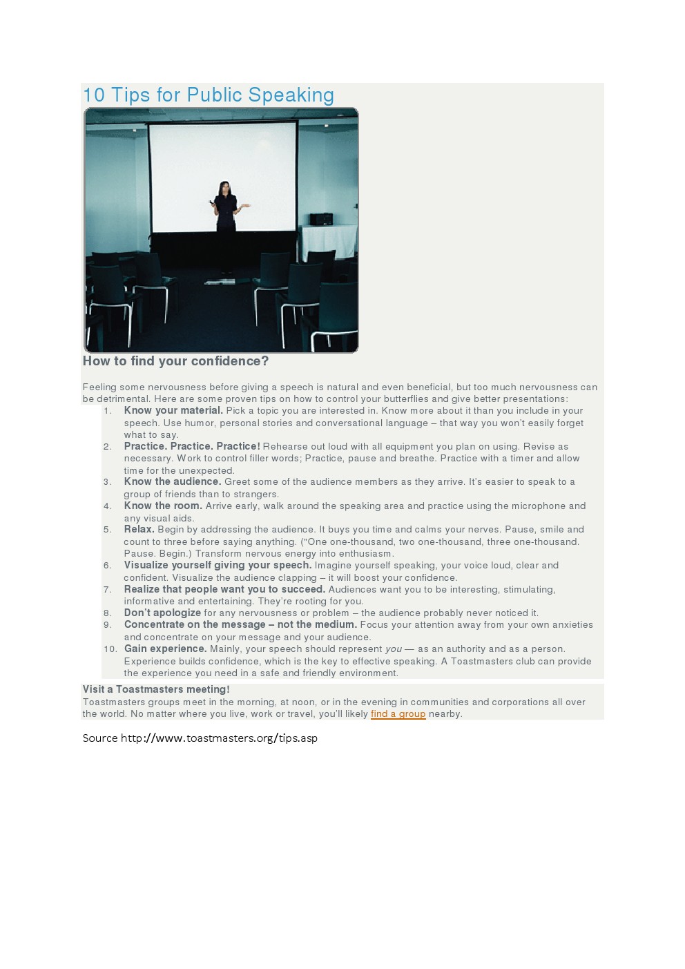 Public Speaking Class: Tips for Public Speaking